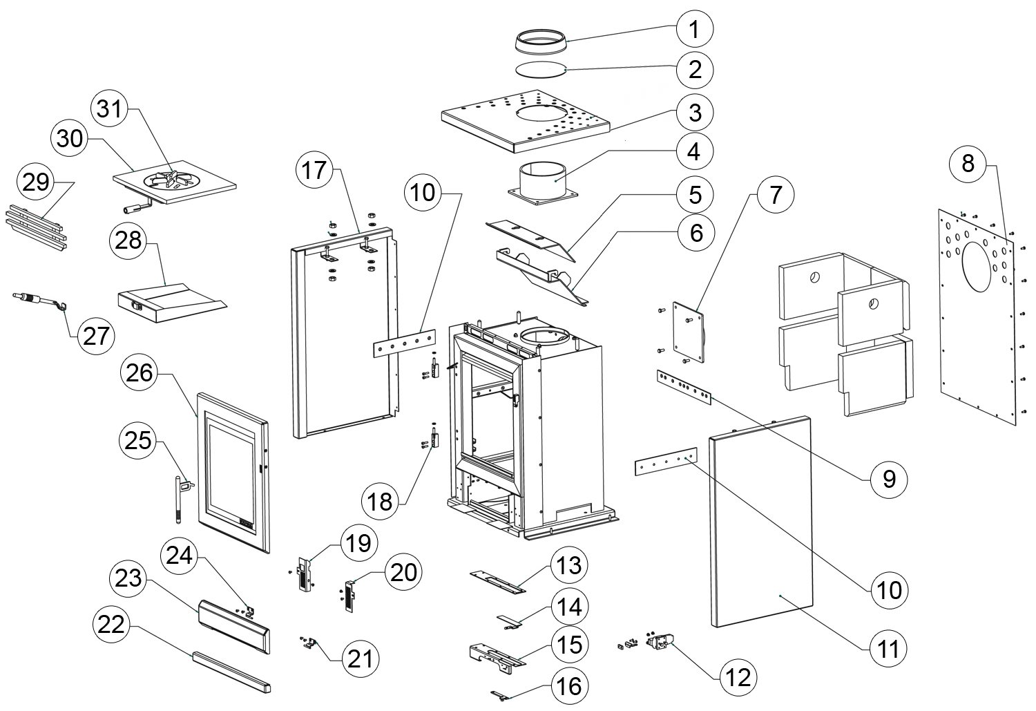 Riva F40 Freestanding Multi Fuel Stove dw - Stovax Spare Parts