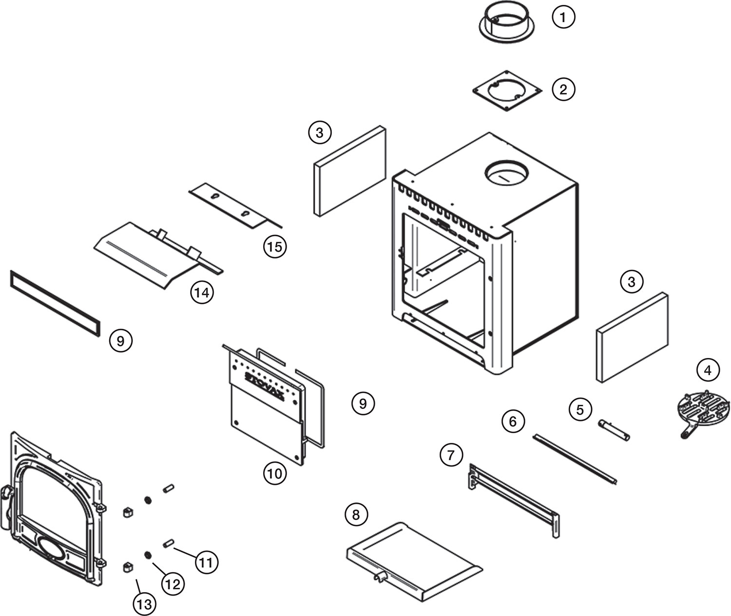 Mk2 Stockton 7 Inset Convector Low Canopy Stove - Stovax Spare Parts